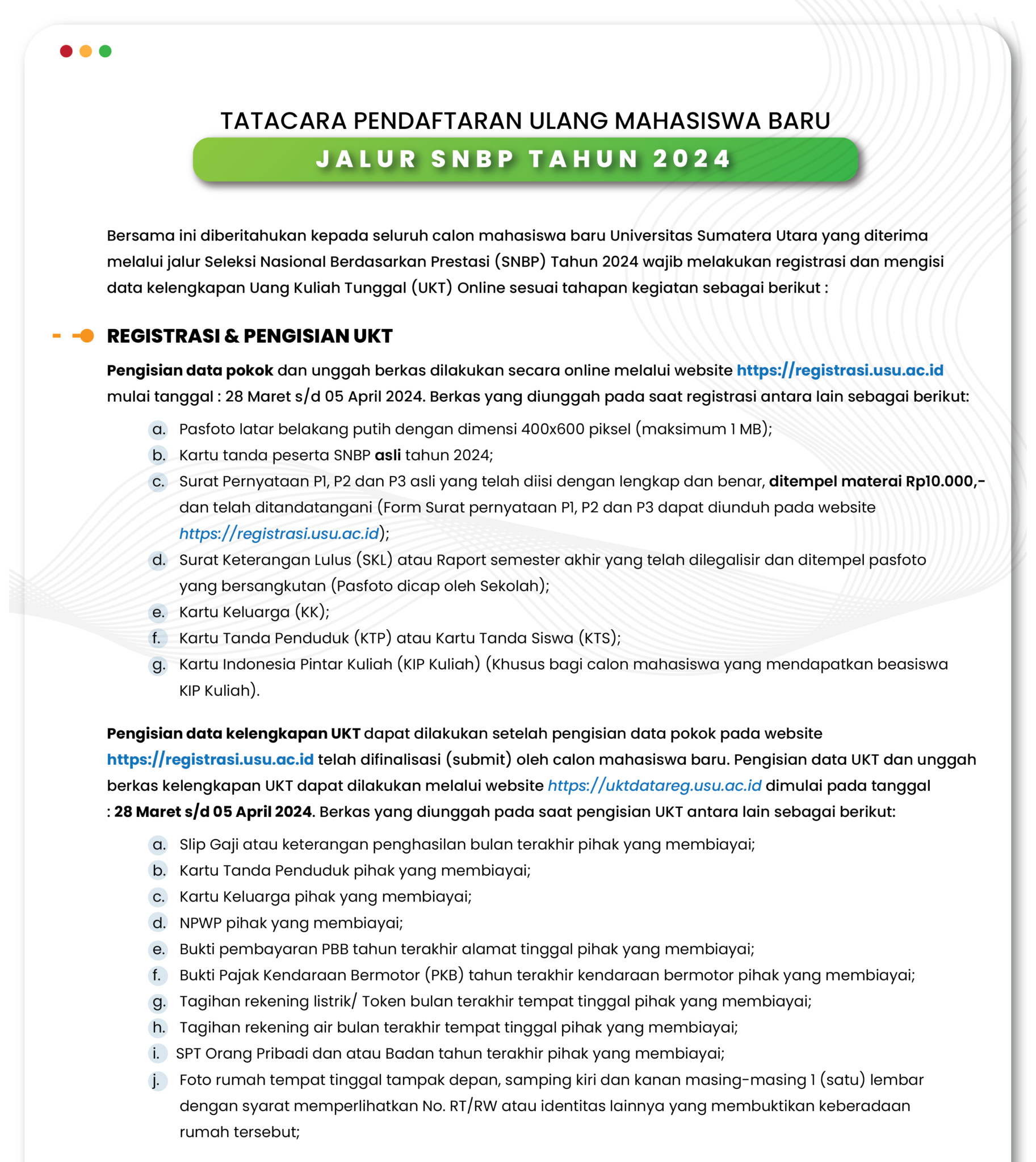 SNBP – Penerimaan Mahasiswa USU